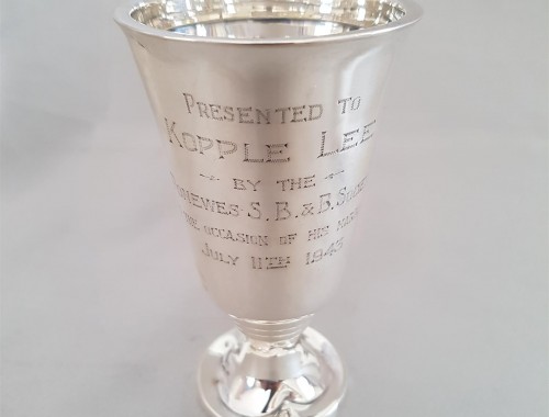 South African Kiddush Becher. Presented by the Ponewez Society.Antique ...
